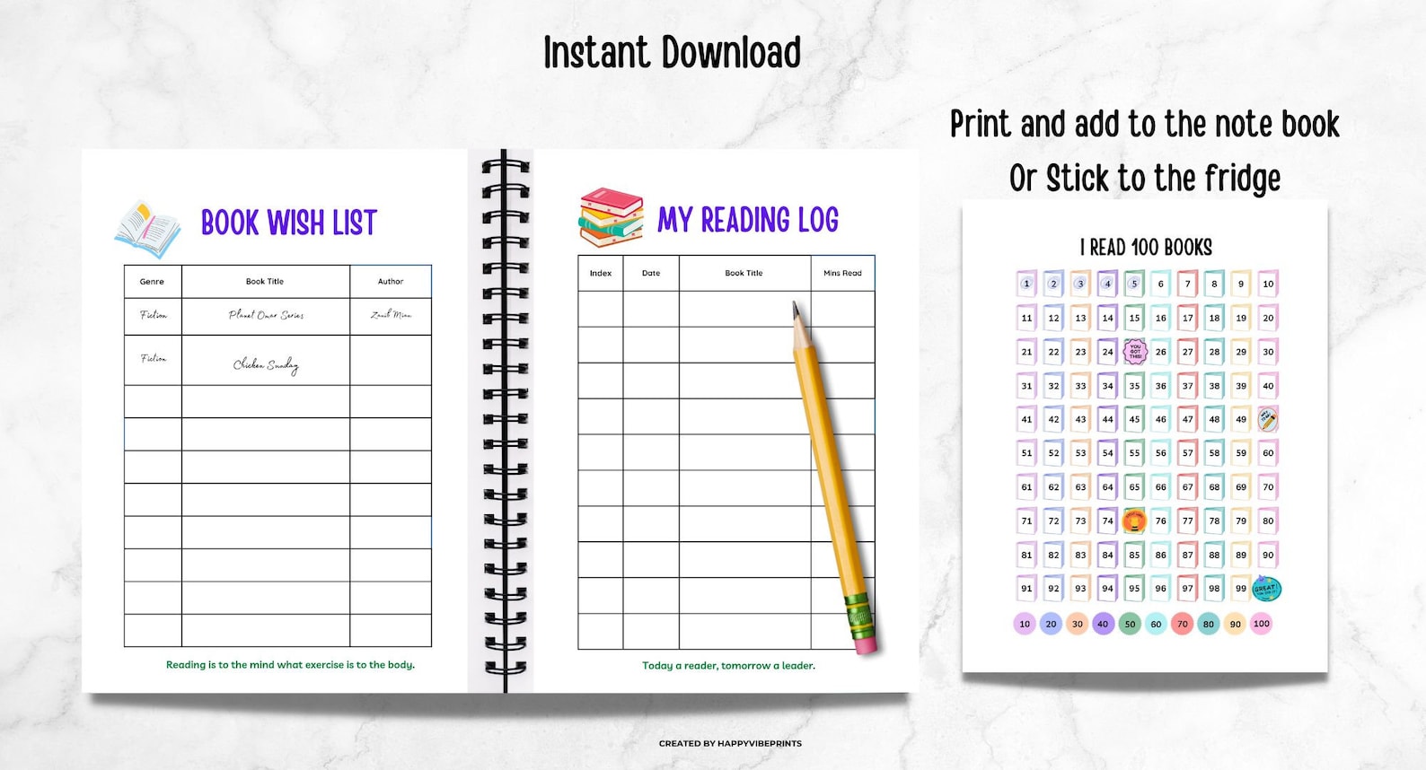 Printable Reading Chart Kids, Reading Log Tracker for 100 Books ...
