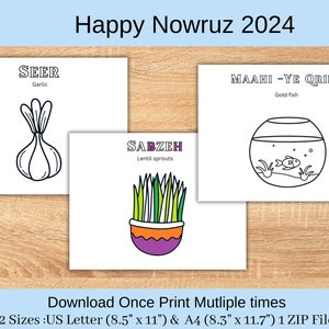Nowruz Large Coloring Pages, Haft-sin Activity Page, Iranian New Year ...