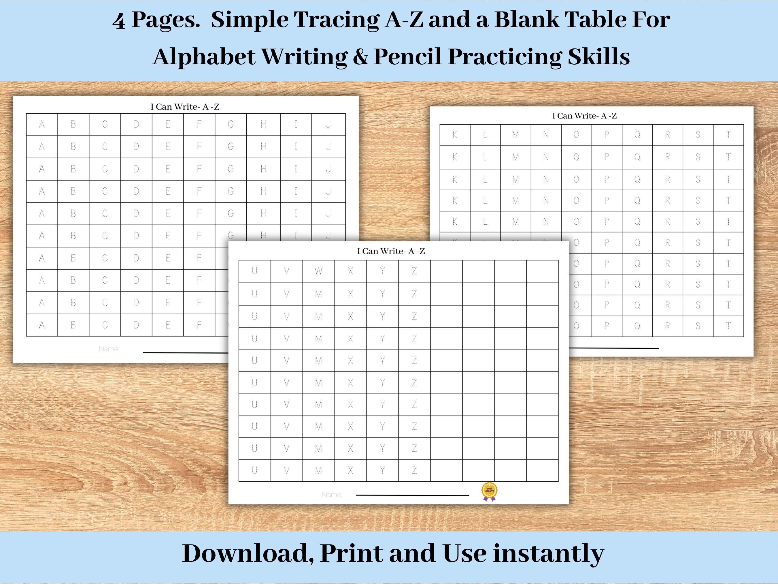 Printable Alphabets and Numbers Bundle A- Z, 1-100, 1-50 Tracing ...