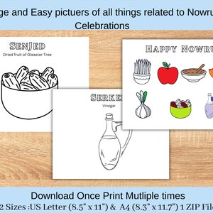 Nowruz Large Coloring Pages, Haft-sin Activity Page, Iranian New Year ...