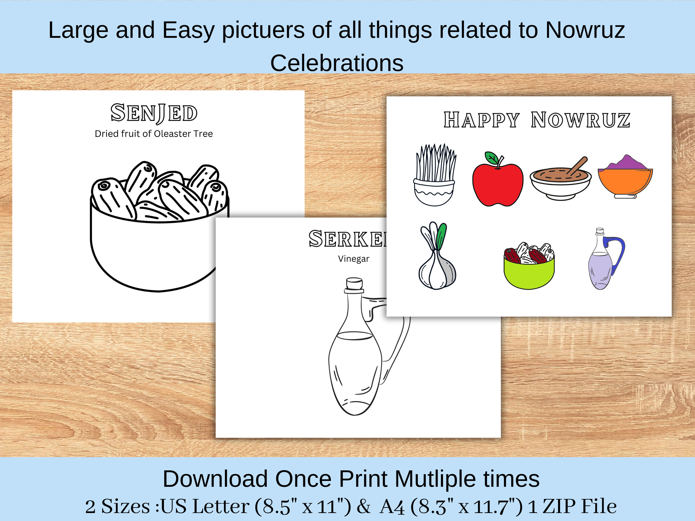Nowruz Coloring Pages, Haft-sin Activity, Persian New Year (PDF Pattern ...