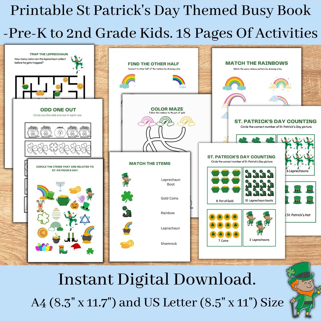 Printable St Patricks Day Busy Book Activity Book for Pre-k - Etsy