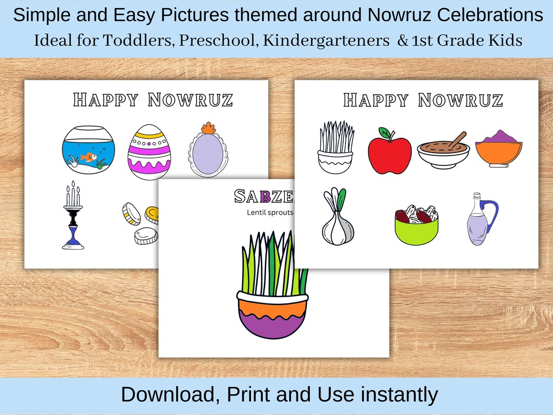 Nowruz Large Coloring Pages, Haft-sin Activity Page, Iranian New Year ...
