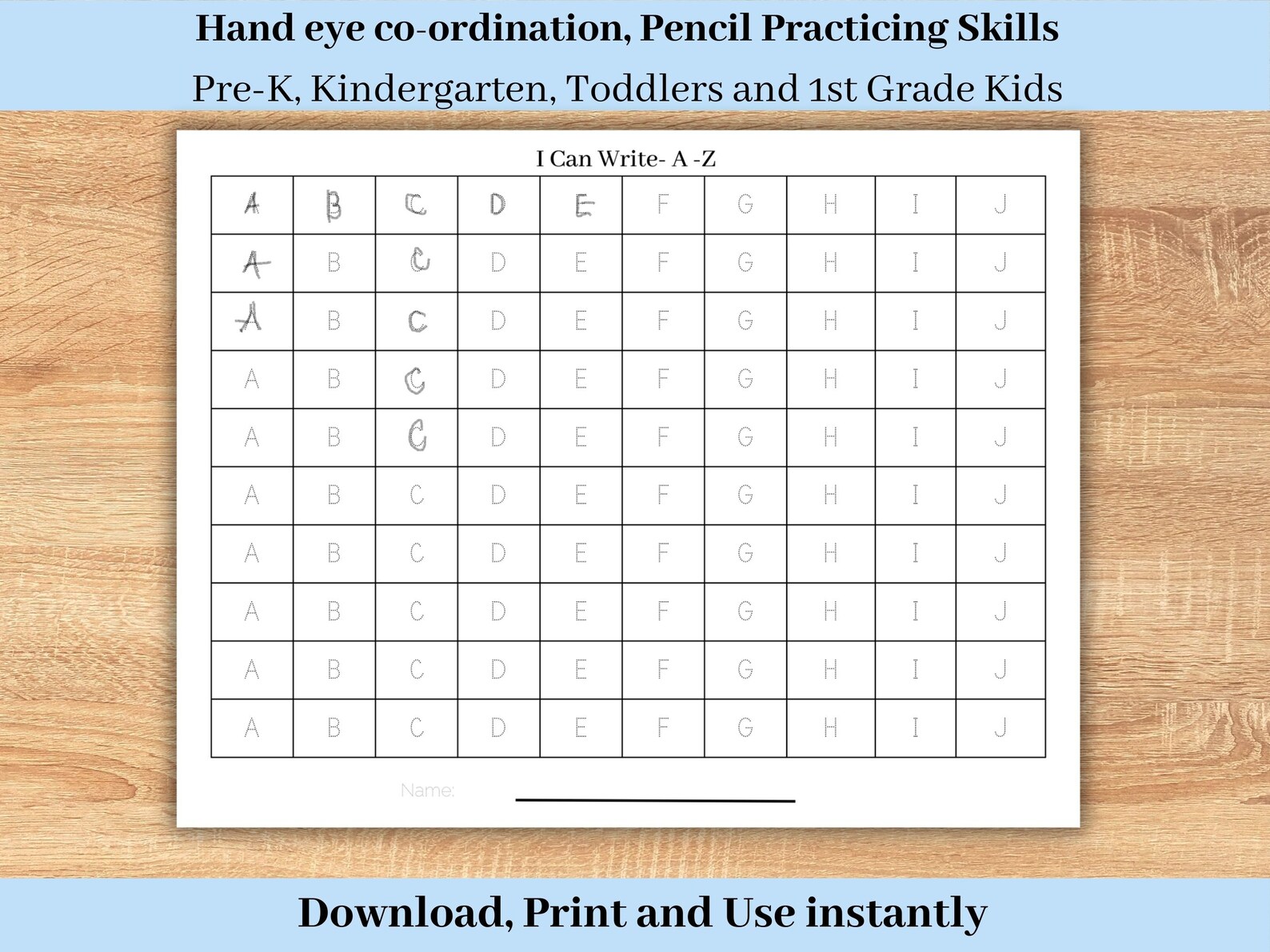 Printable Alphabets A- Z, A-Z Tracing Worksheets for Preschool ...