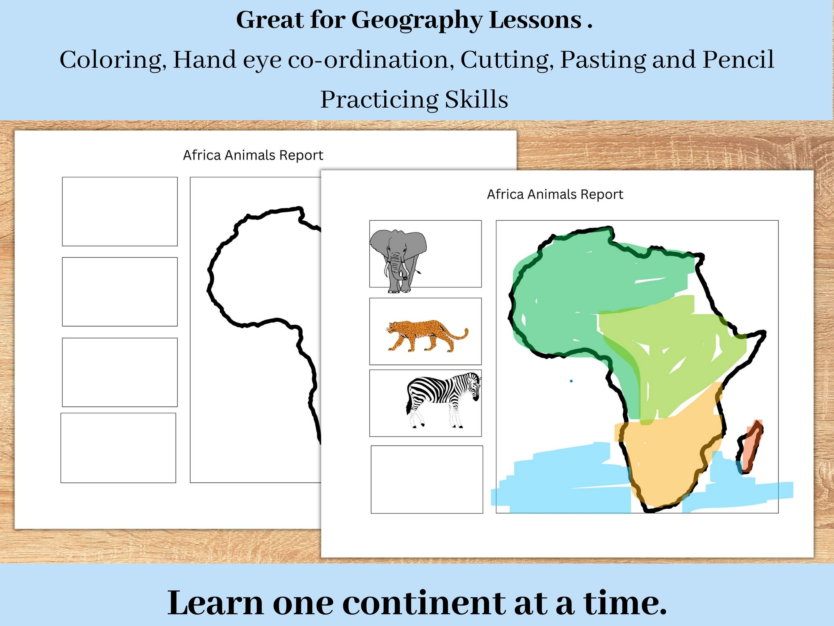 Africa Animals Report, Montessori Geography Printable (digital Download ...