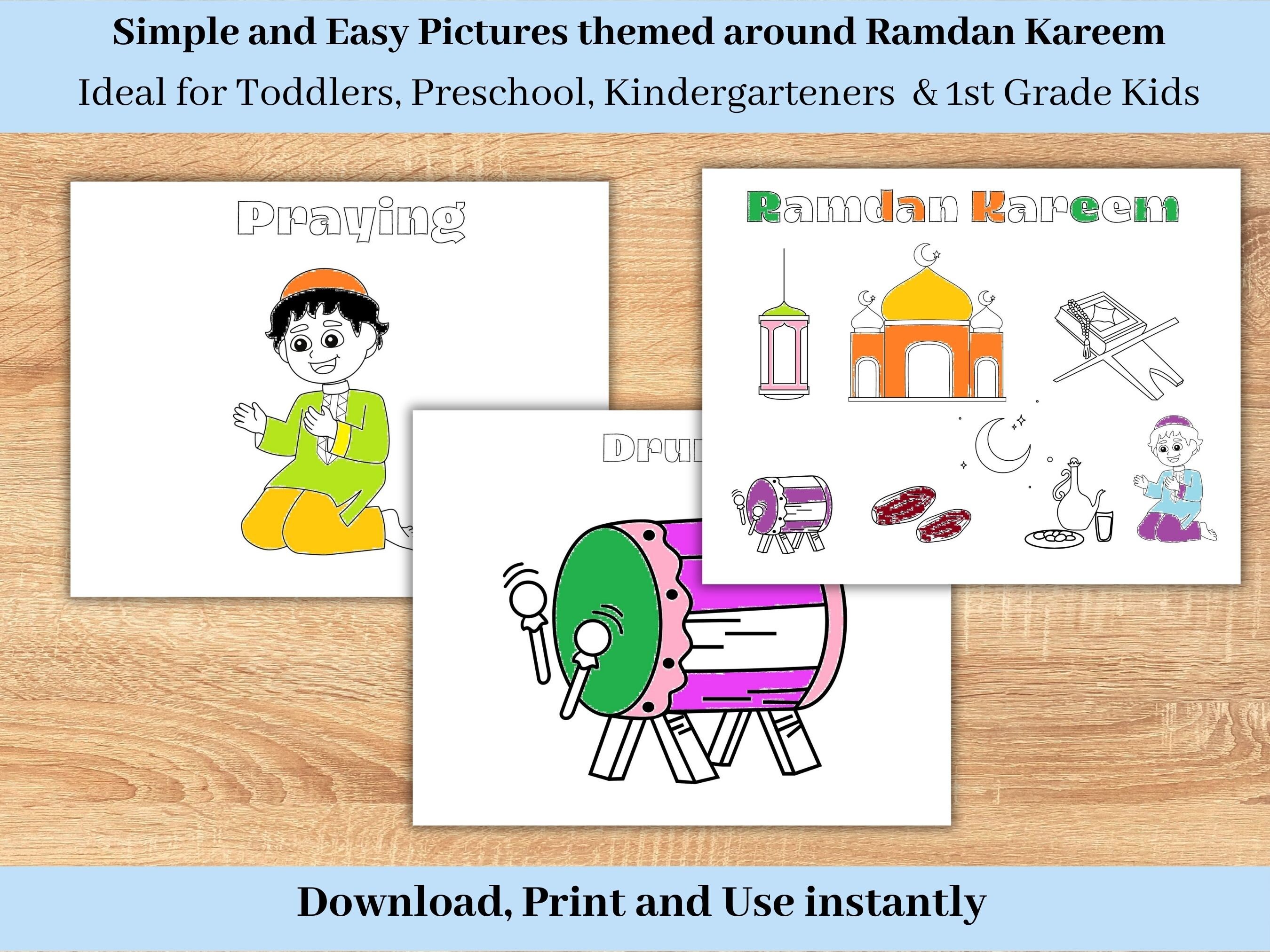 Islamic Coloring Pages, Easy Kids Coloring Printable, Ramdan Kareem ...