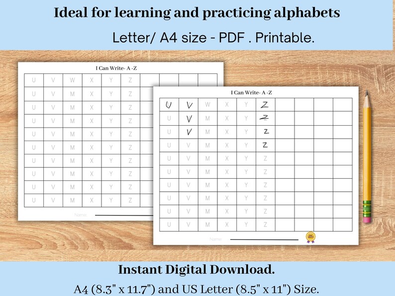 Printable Alphabets and Numbers Bundle A- Z, 1-100, 1-50 Tracing ...