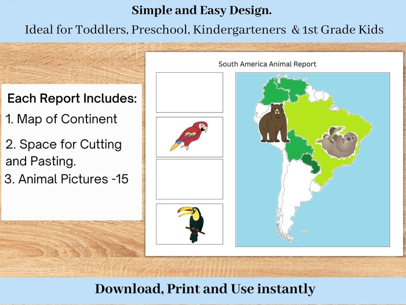 South America Animal Report, Geography Printable for Toddlers Pre-k ...