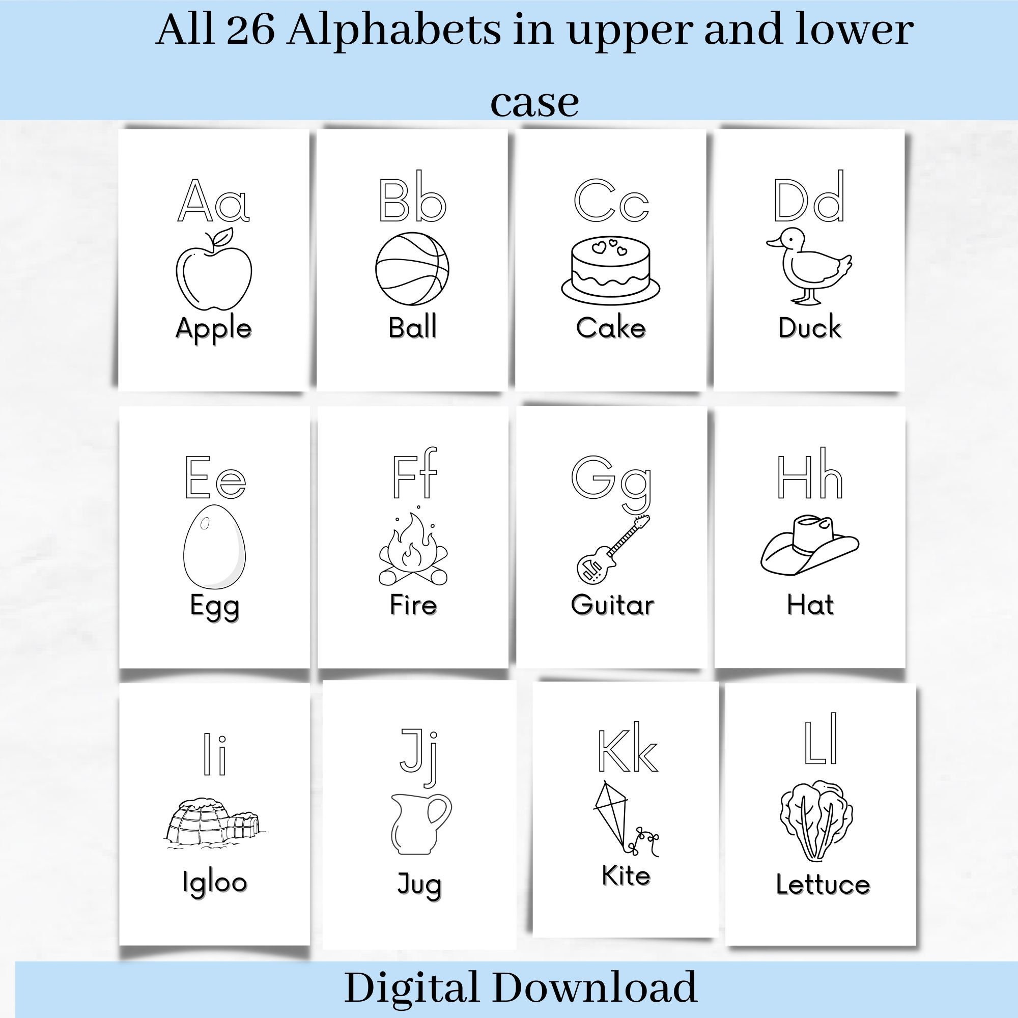 Simple Alphabets Worksheet, Alphabets Flashcards, Alphabets Color ...