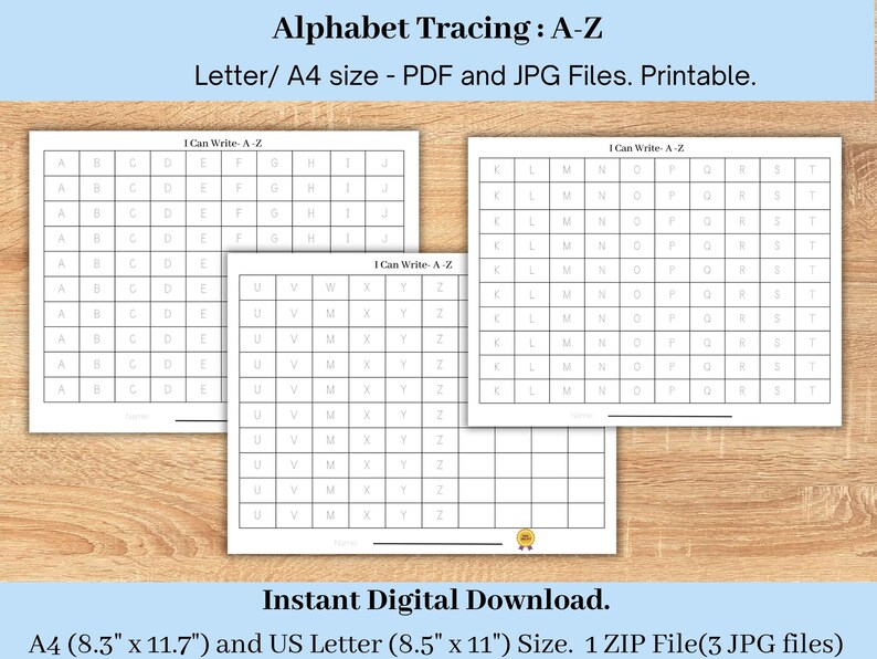 Printable Alphabets A- Z, A-Z Tracing Worksheets for Preschool ...