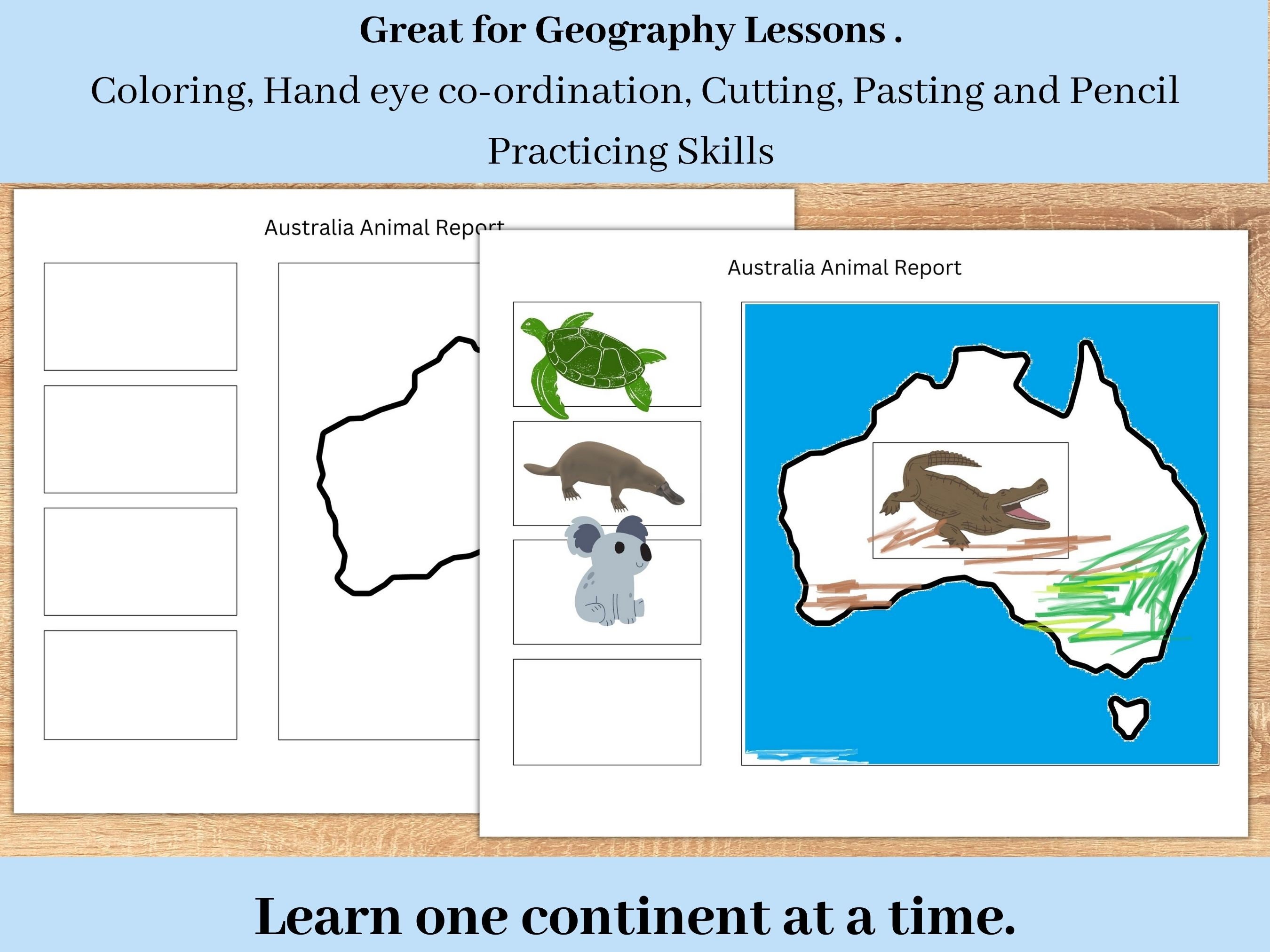 Australia Animals Report, Geography Printable for Toddlers and Pre-k ...