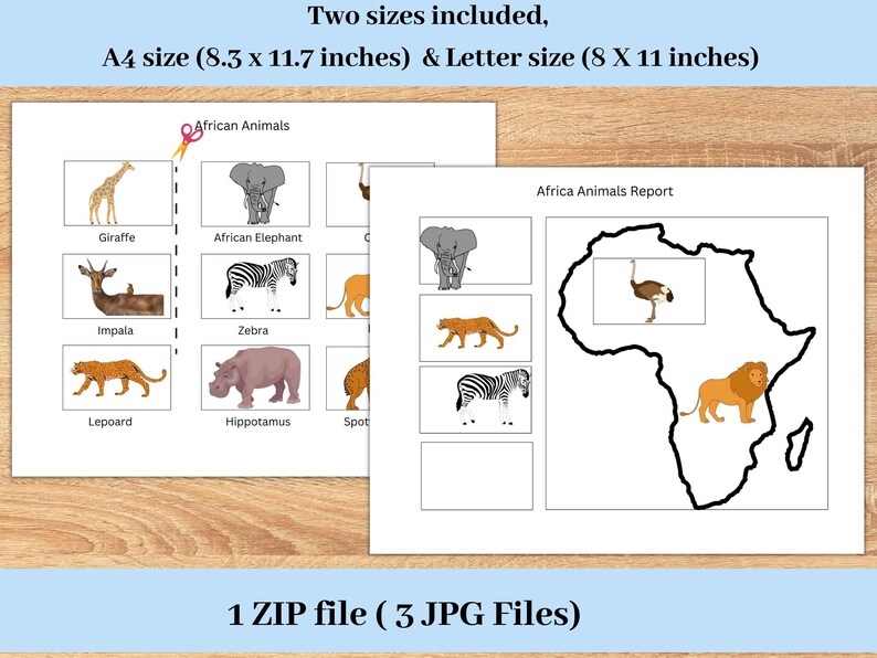 Africa Animals Report, Geography Printable for Toddlers and Pre-k ...