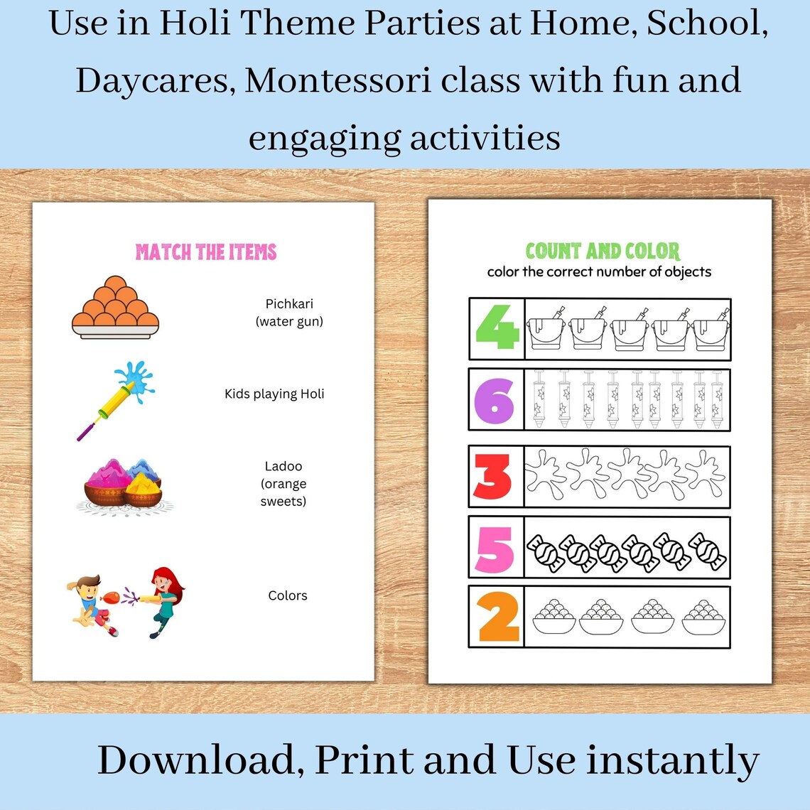 Happy Holi Busy Book, Printable Holi Themed Busy Book, Festival of ...