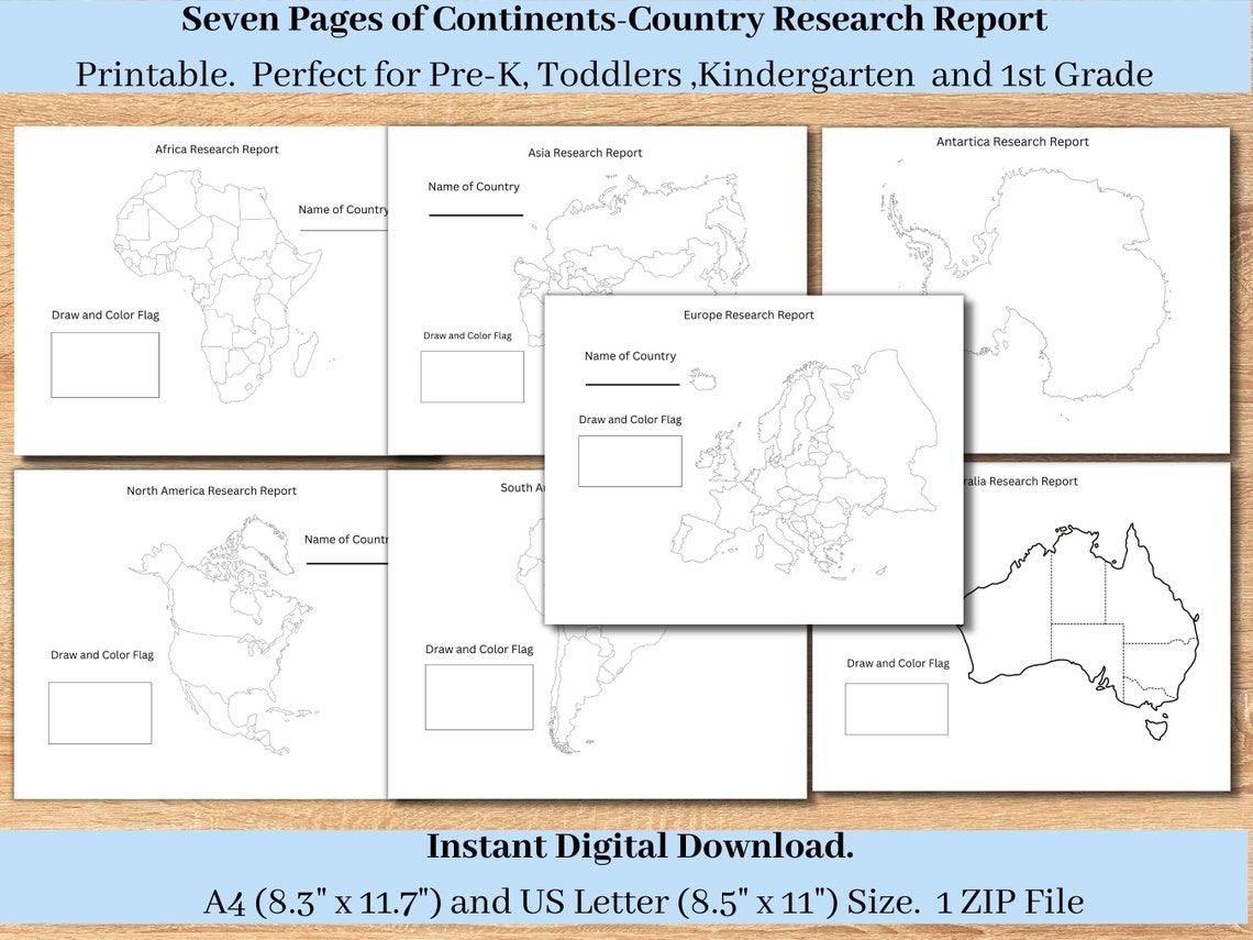 Continents of the World, Geography Lesson, 7 Continents Coloring Page ...
