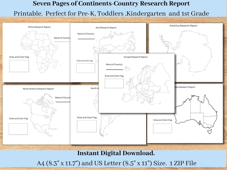 Continents of the World, Geography Lesson, 7 Continents Coloring Page ...