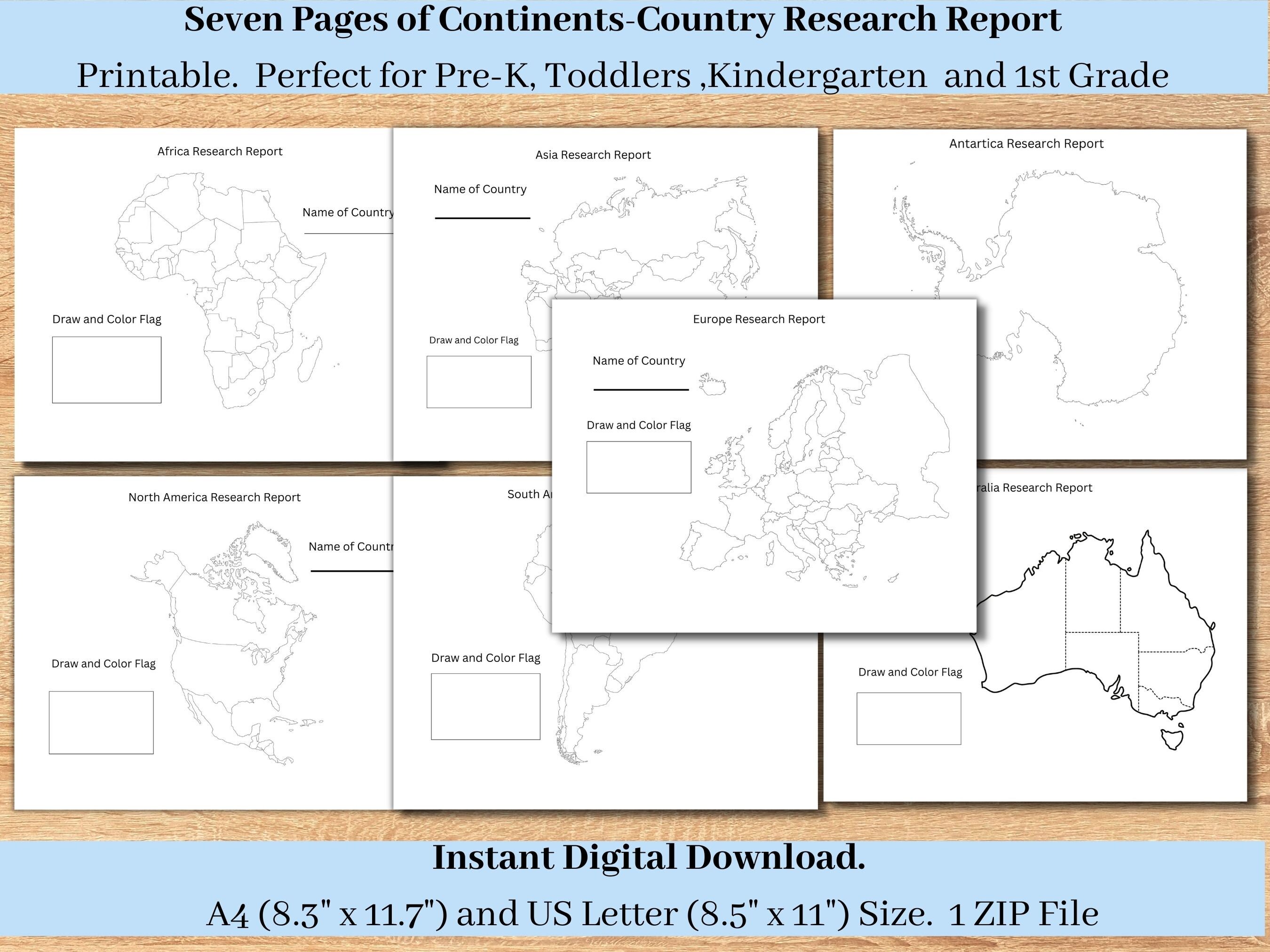 Continents of the World, Geography Lesson, 7 Continents Coloring Page ...