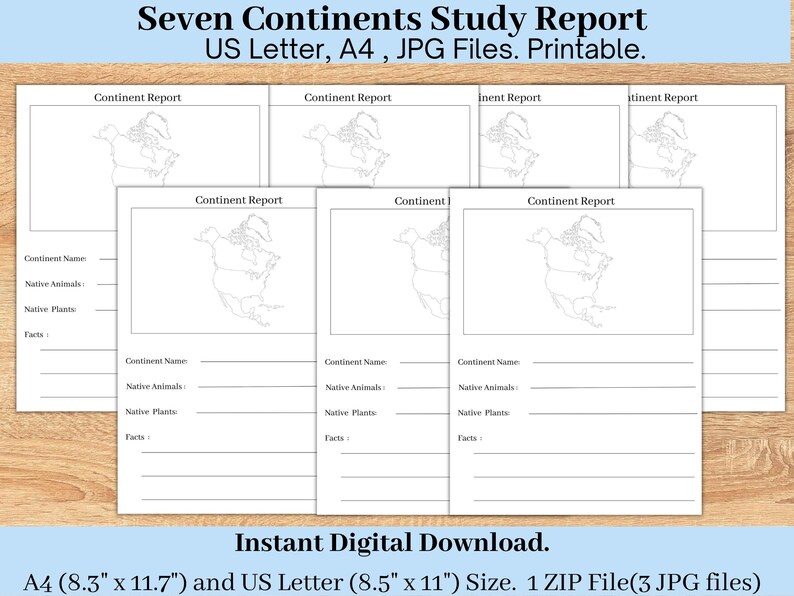 Continents of the World, Continents Worksheet, Geography Lesson, 7 ...