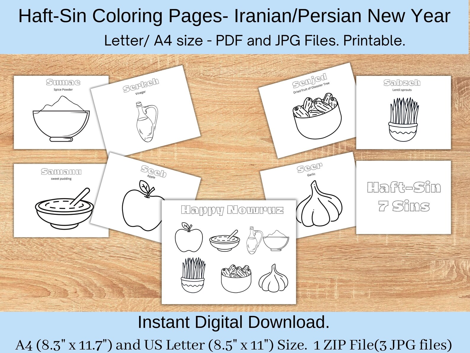 Haft-sin Coloring Pages, Nowruz Coloring Pages, Iranian New Year ...