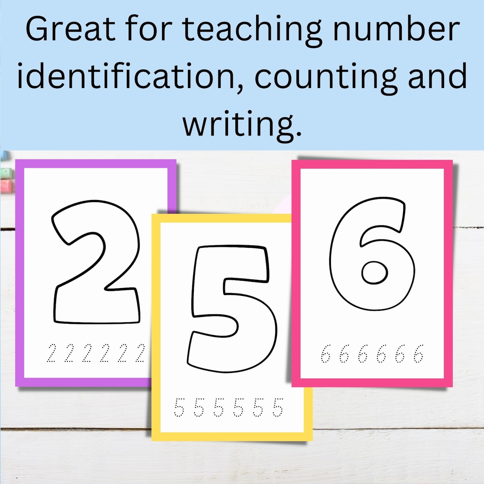Colorful Number Flashcards 1-10, Tracing Practice (digital Download) - Etsy