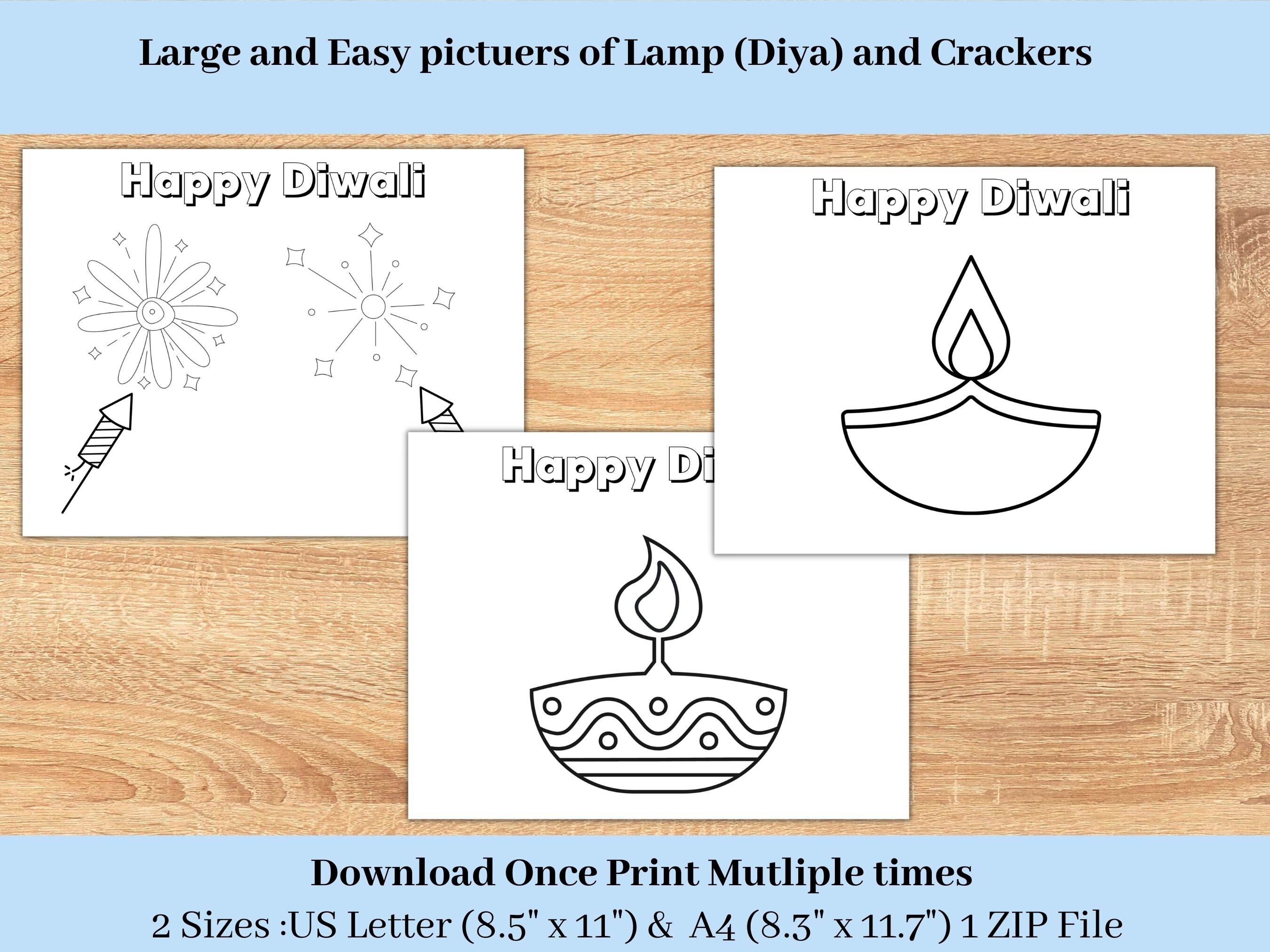 Diwali Coloring Pages for Kids, Festival of Lights (digital Download ...