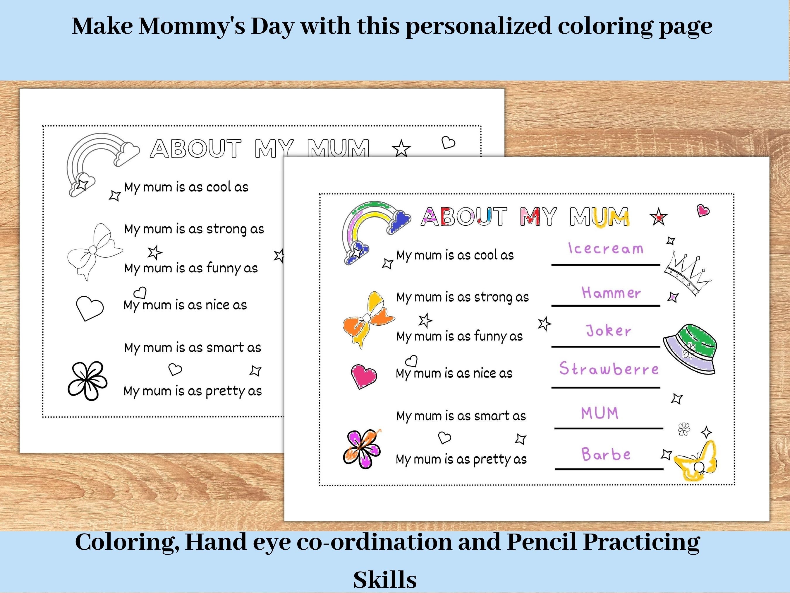 About My Mom Printable Activity for Kids, Mother's Day School Activity ...