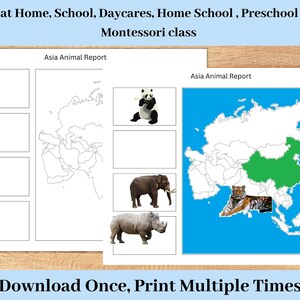 Asia Animal Report, Geography Printable for Toddlers Pre-k, Geography ...