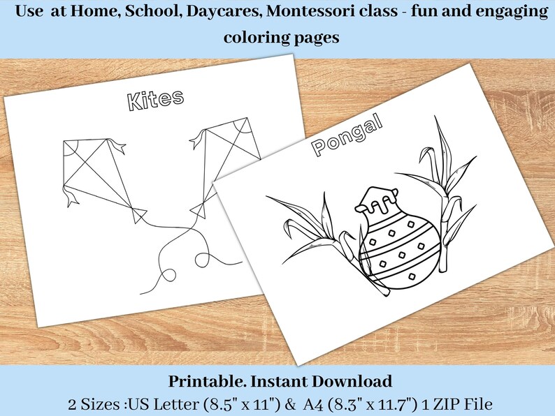 Sankranti Coloring Pages, Indian Festival Activity (digital Download ...