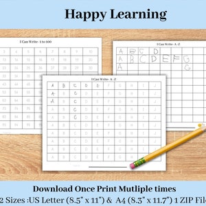 Printable Alphabets and Numbers Bundle A- Z, 1-100, 1-50 Tracing ...