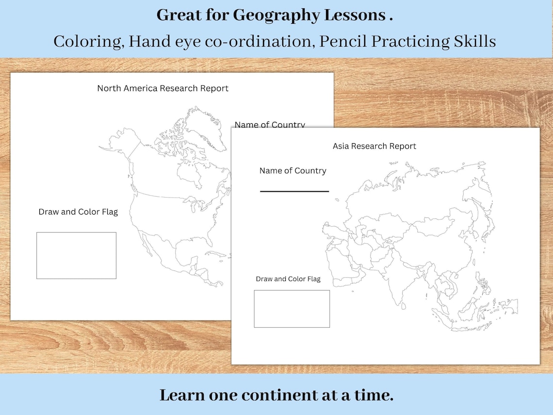 Continents of the World, Geography Lesson, 7 Continents Coloring Page ...