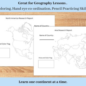 Continents of the World, Geography Lesson, 7 Continents Coloring Page ...