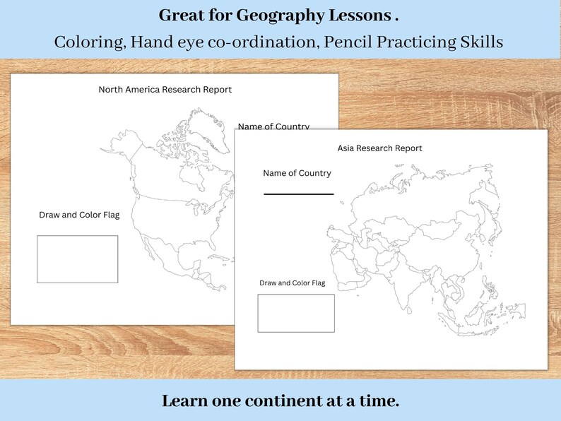 Continents of the World, Geography Lesson, 7 Continents Coloring Page ...