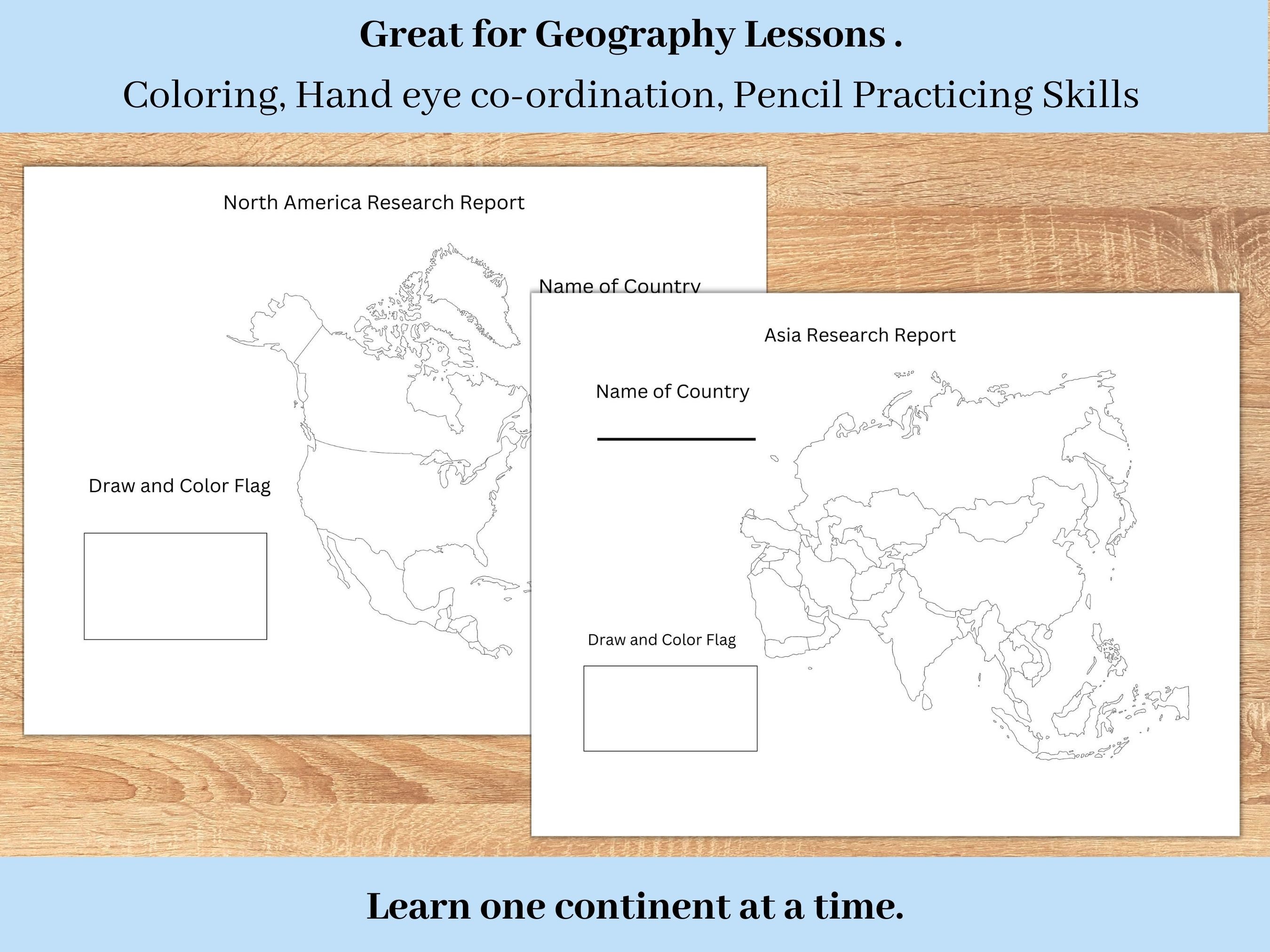 Continents of the World, Geography Lesson, 7 Continents Coloring Page ...
