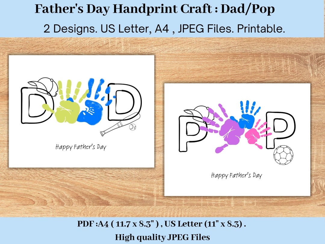 Father's Day Handprint Card, Kids Craft Gift (digital Download) - Etsy