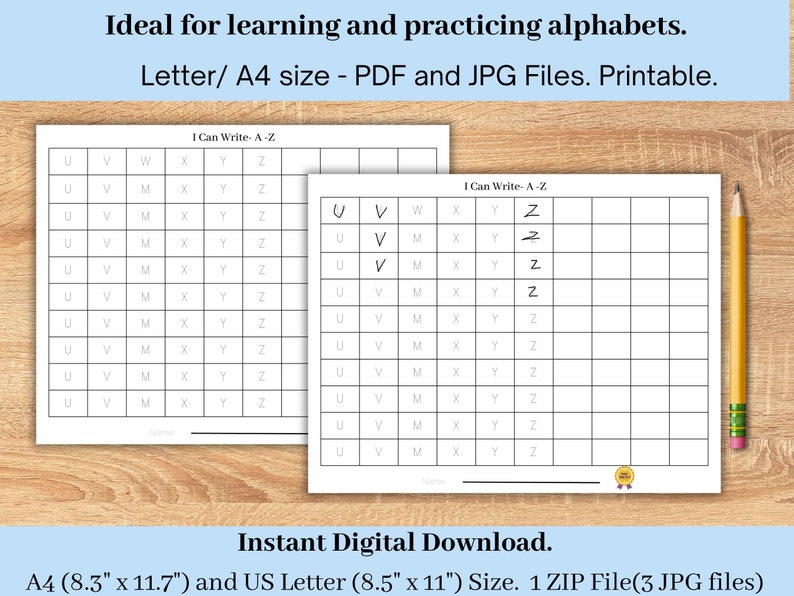 Printable Alphabets A- Z, A-Z Tracing Worksheets for Preschool ...