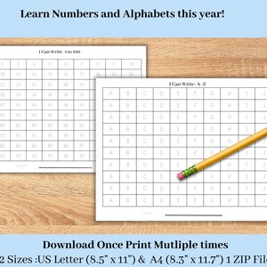 Printable Alphabets and Numbers Bundle A- Z, 1-100, 1-50 Tracing ...