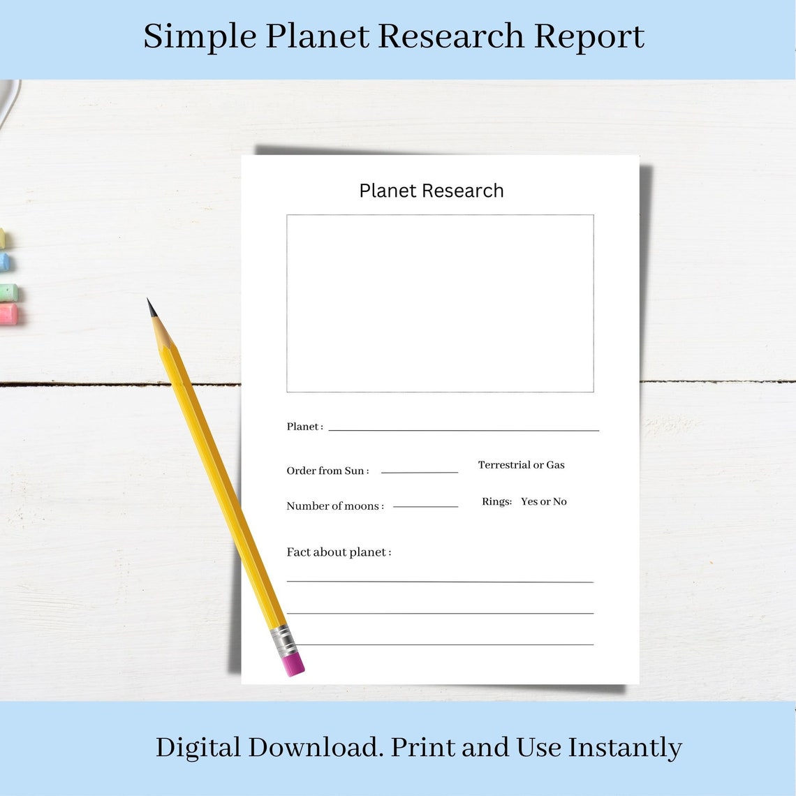 Solar System Worksheet, Montessori Science Printable, Planet Report ...