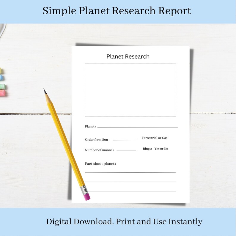 Solar System Worksheet, Montessori Science Printable, Planet Report ...
