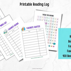 Printable Reading Chart Kids, Reading Log Tracker for 100 Books ...