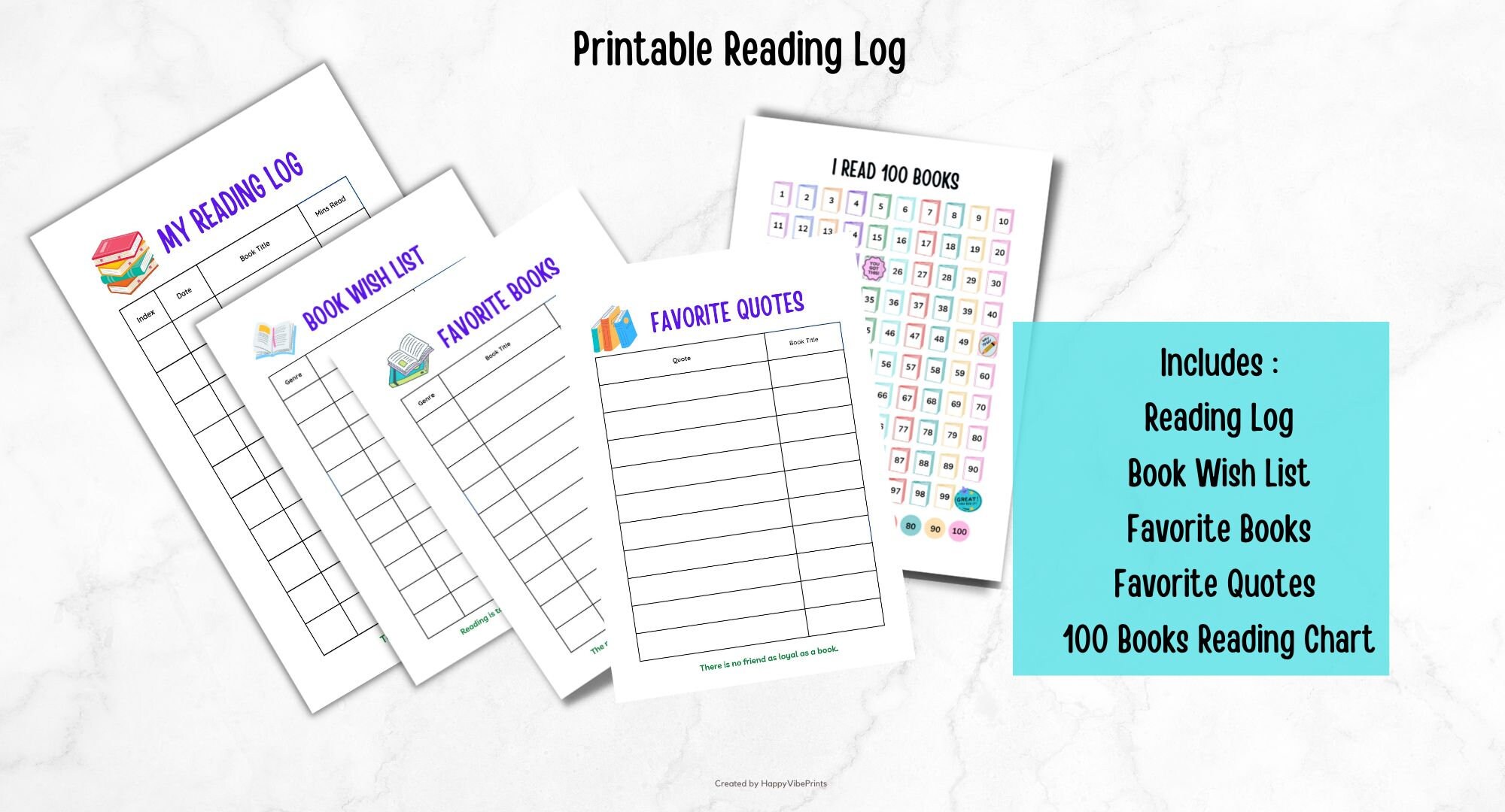 Printable Reading Chart Kids, Reading Log Tracker for 100 Books ...