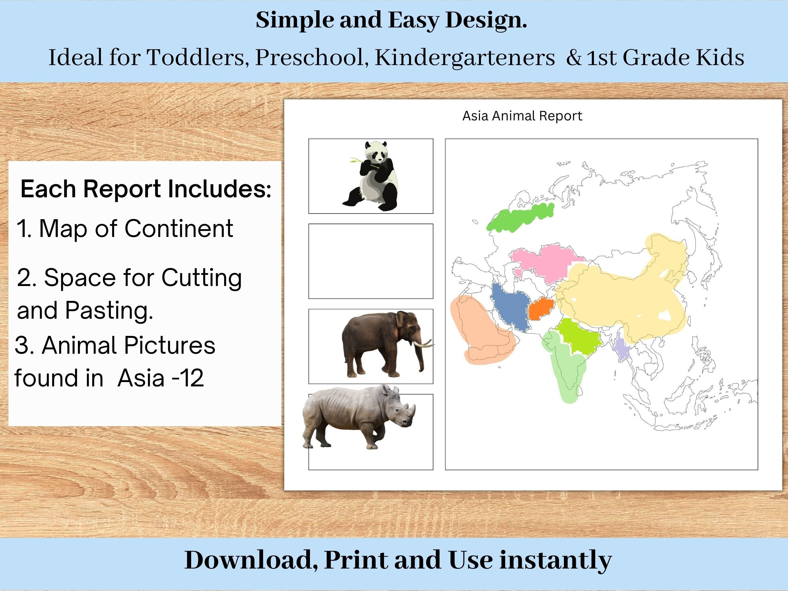Asia Animal Report, Geography Printable for Toddlers Pre-k, Geography ...