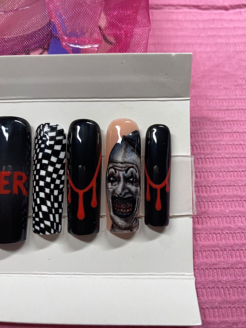 Terrifier Art the Clown Press on Nails (hand Painted and Reusable) - Etsy