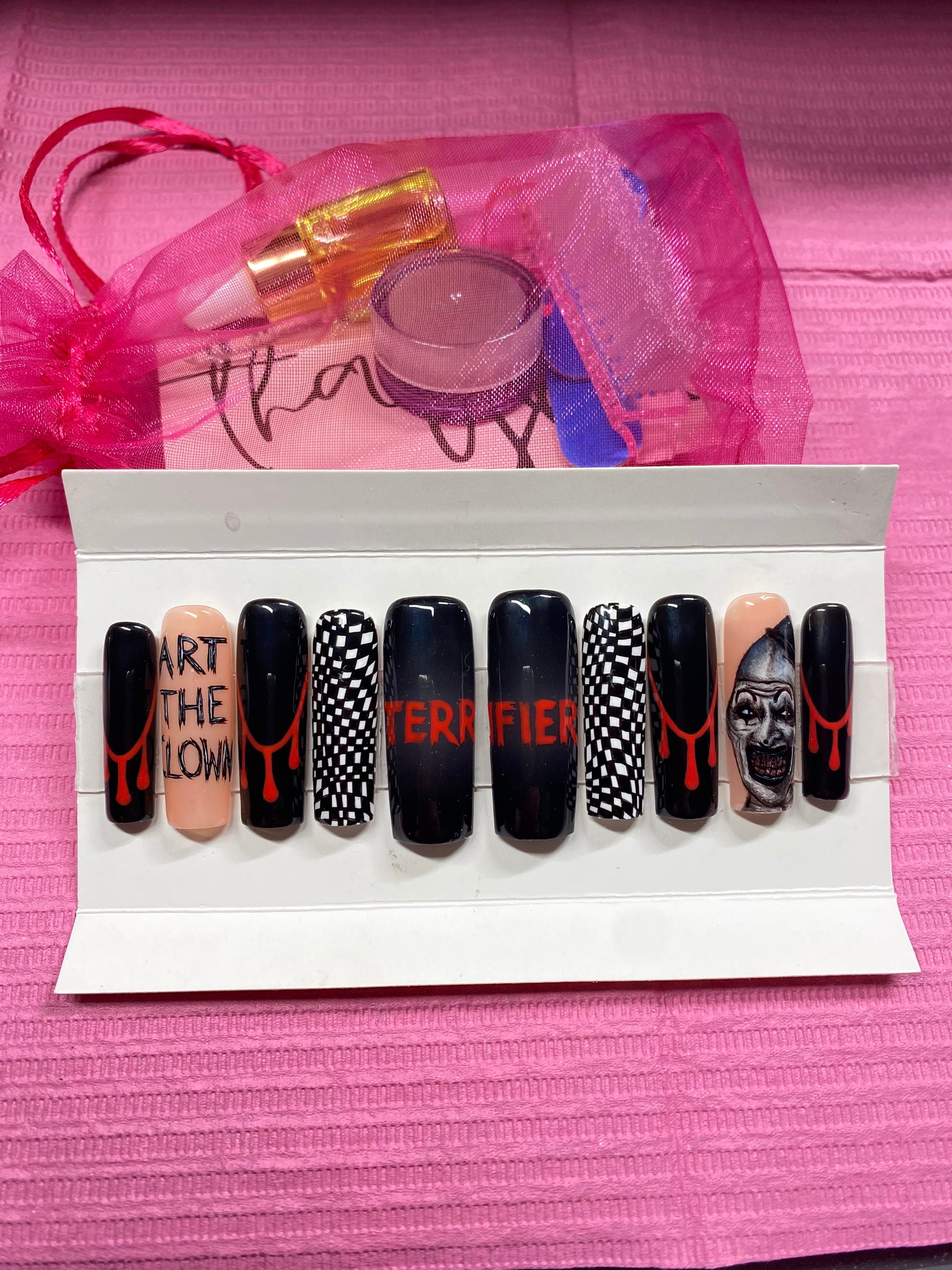 Terrifier Art the Clown Press on Nails (hand Painted and Reusable) - Etsy