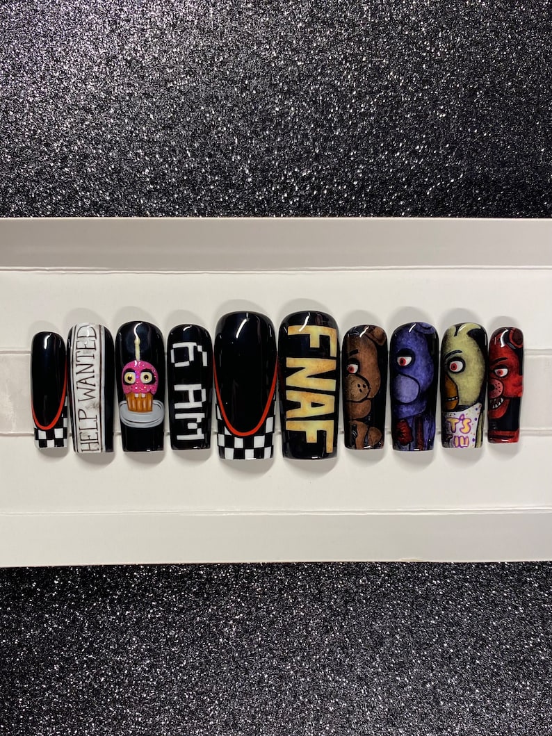 FNAF Five Nights at Freddy’s Press on Nails (hand Painted and Reusable ...