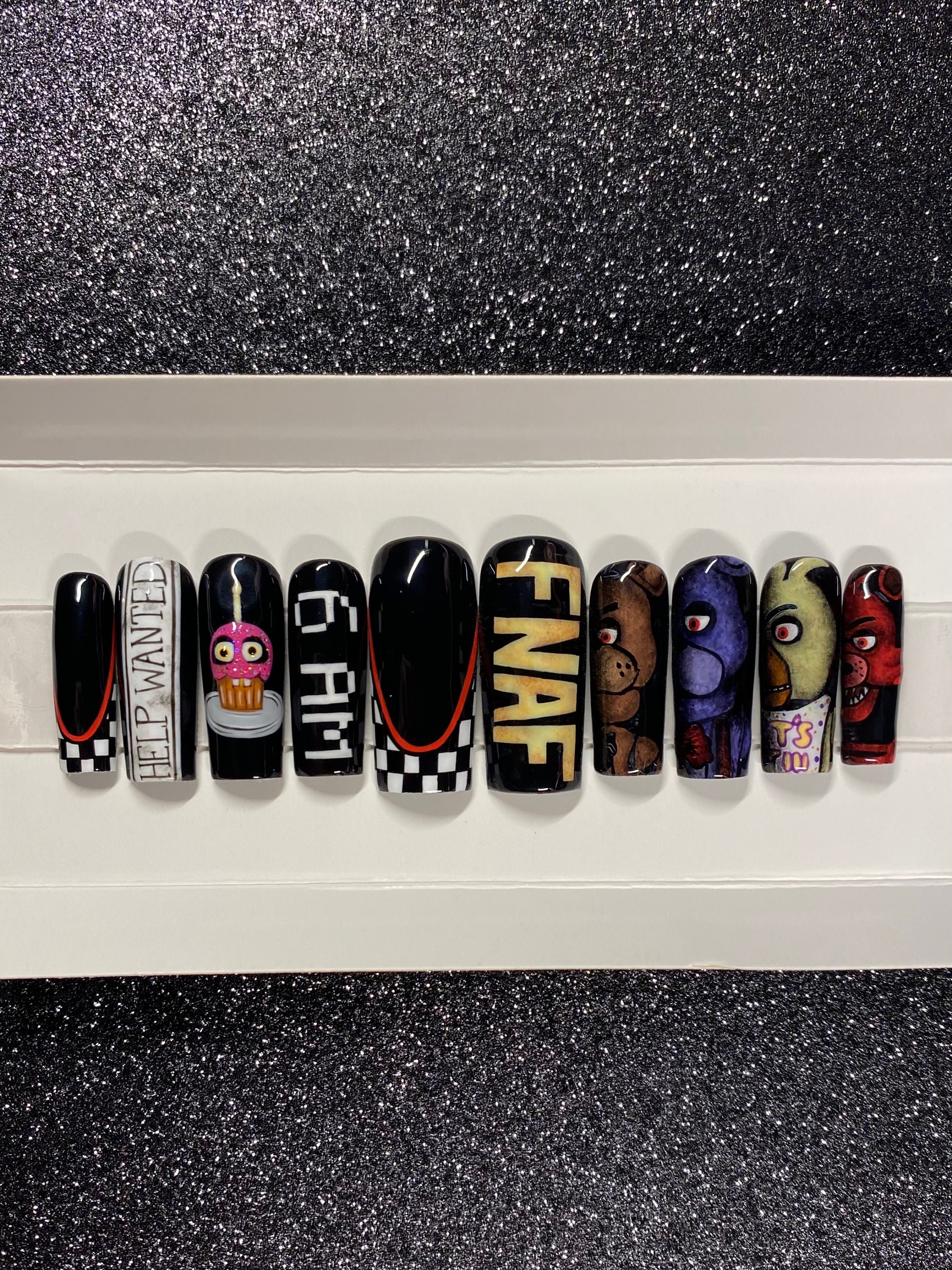 FNAF Five Nights at Freddy’s Press on Nails (hand Painted and Reusable ...
