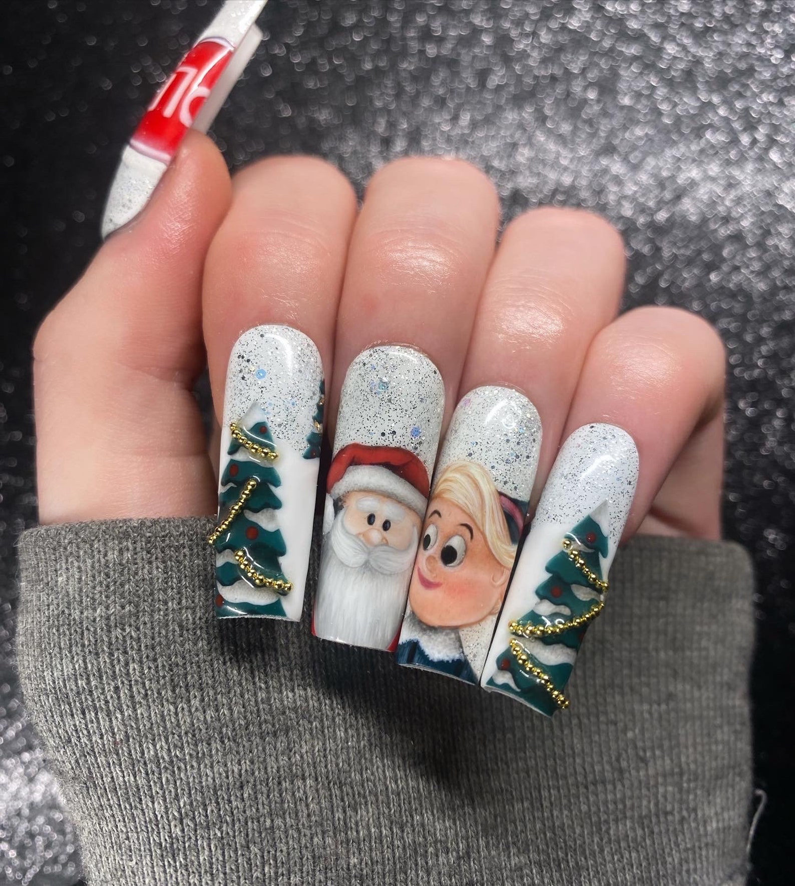 Rudolph the Red Nosed Reindeer Press on Nails (hand Painted and ...