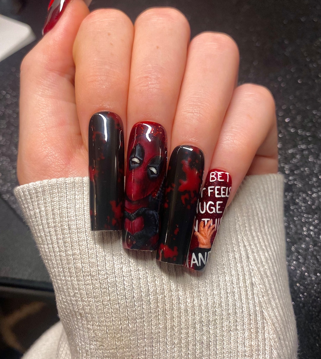 Deadpool Press on Nails (hand Painted and Reusable) - Etsy
