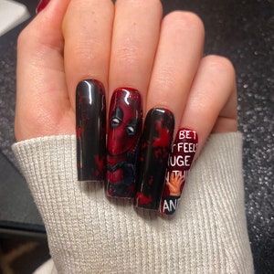 Deadpool Press on Nails (hand Painted and Reusable) - Etsy