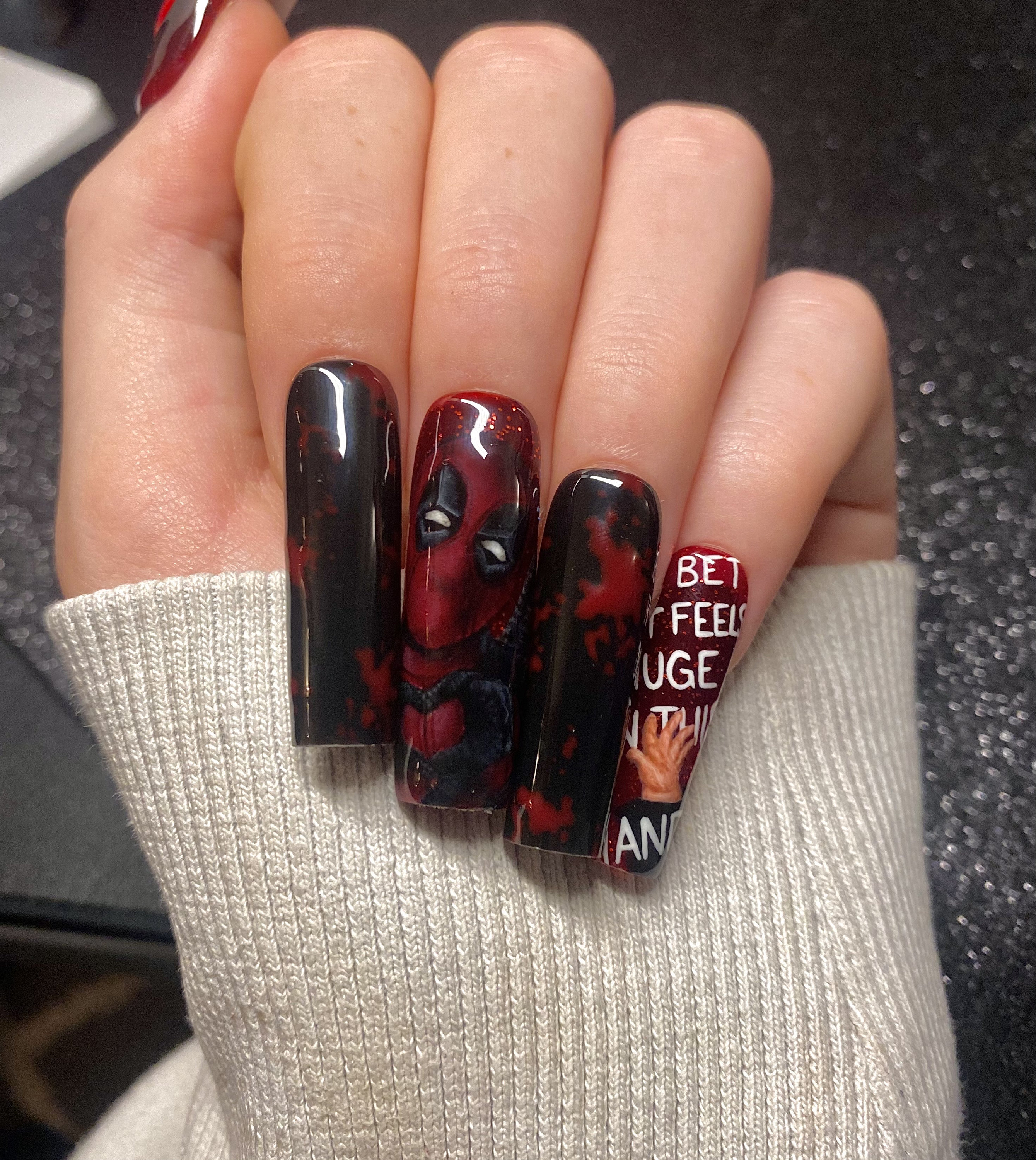 Deadpool Press on Nails hand Painted and Reusable - Etsy