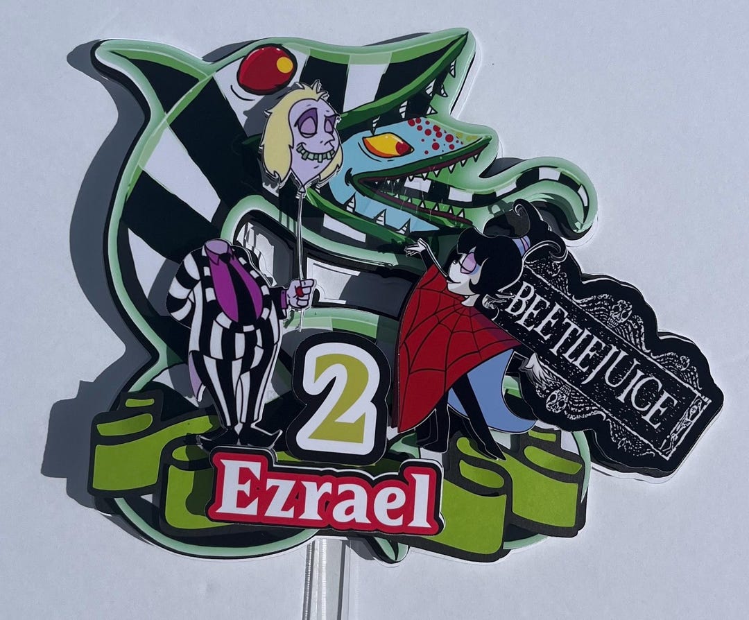 Inspired Beetlejuice Cake Topper, Halloween, Birthday Cake Topper ...