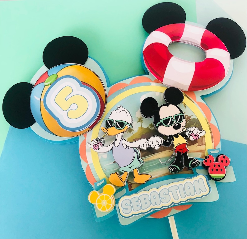 Mickey Summer Cake Topper, Mickey Summer, Donald Duck Summer , Cake ...